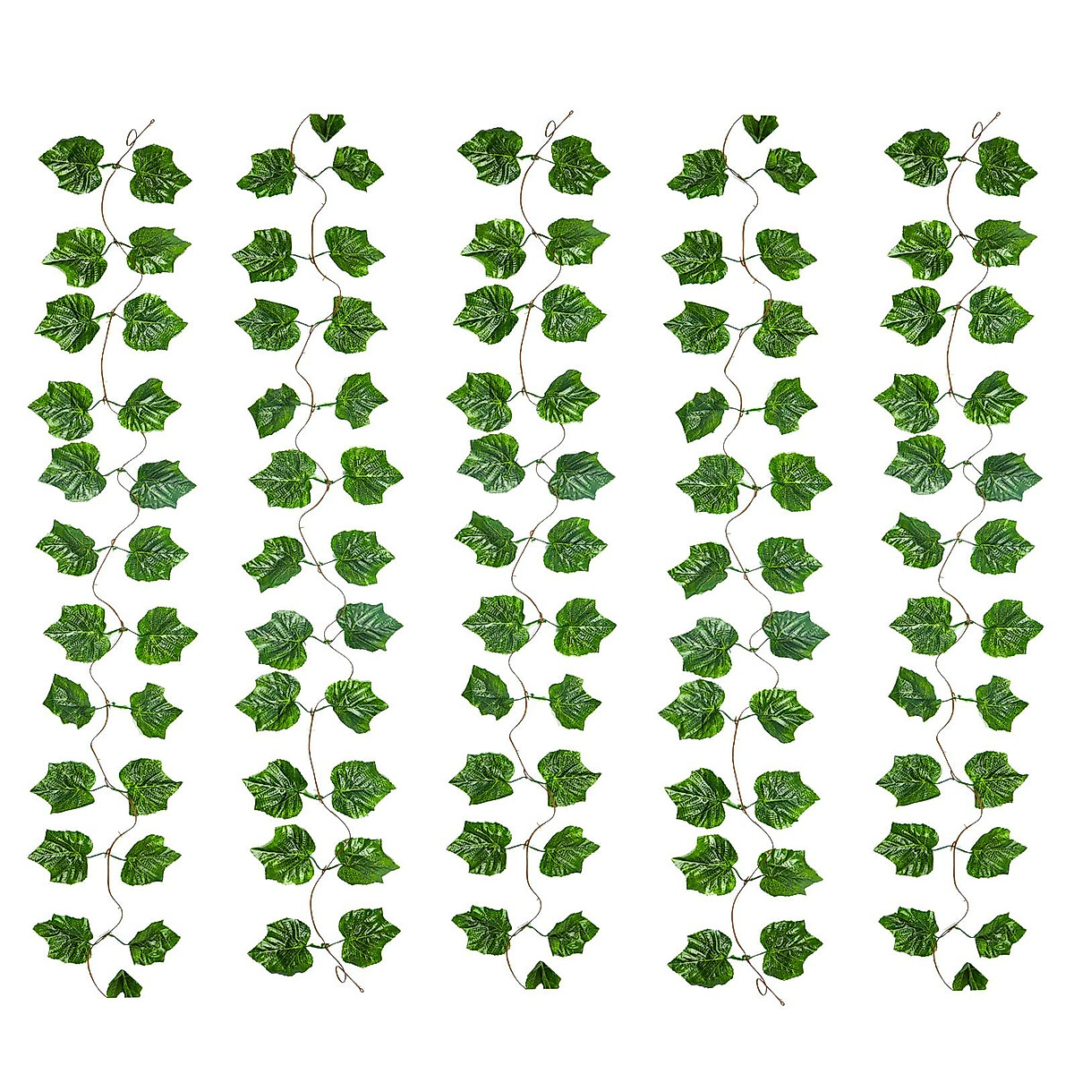 Meiliy 8 Ft 5pcs Artificial Greenery Ivy Vine Plants Foliage Grape Leaves Vine Simulation Flowers Vine Garland for Home Room Garden Wedding Outside Decoration