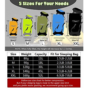 Frelaxy Compression Sack, 40% More Storage! 11L/18L/30L/45L Compression Stuff Sack, Water-Resistant & Ultralight Sleeping Bag Stuff Sack - Space Saving Gear for Camping, Traveling, Backpacking