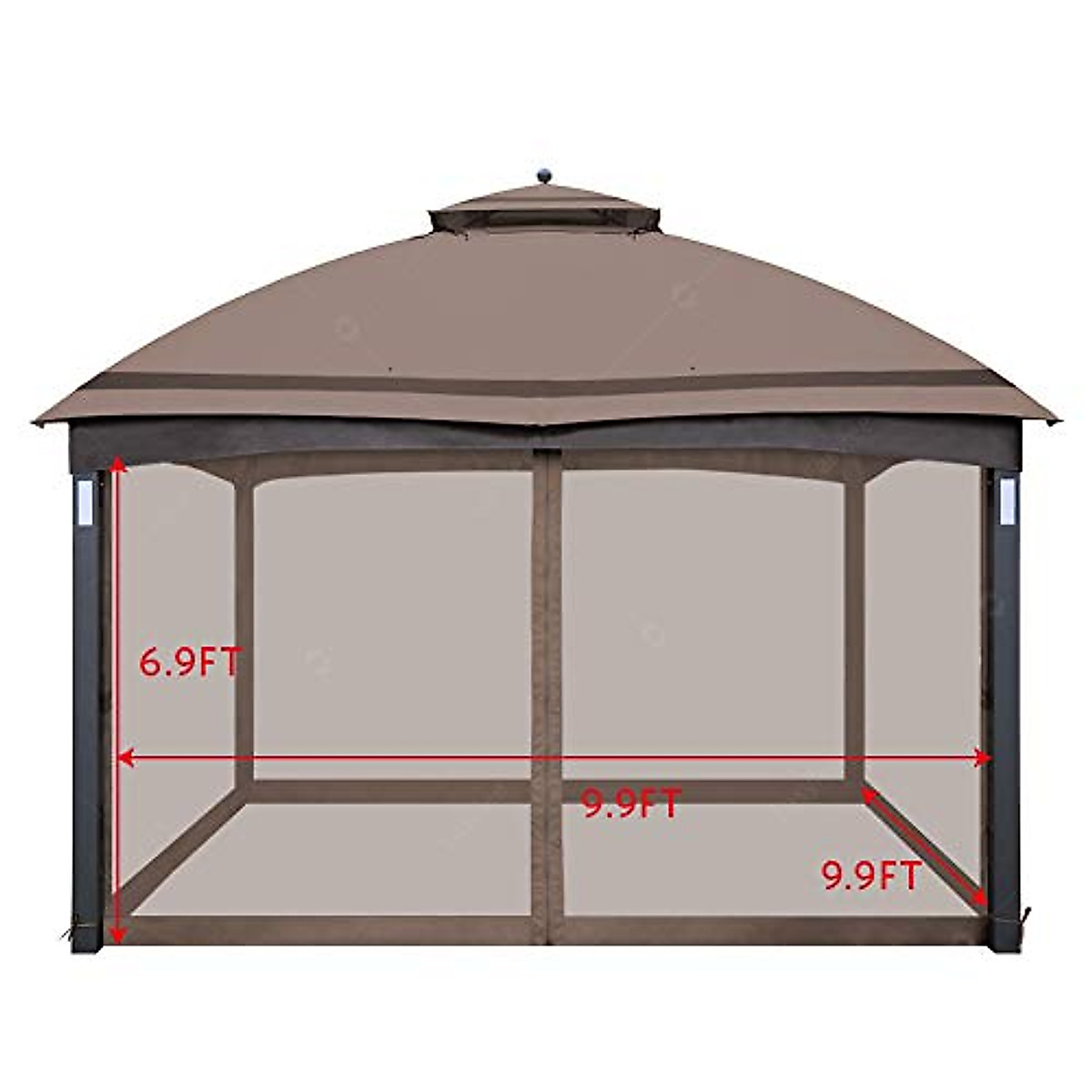 EasyLee Universal 10x 10 Gazebo Replacement Mosquito Netting, 4-Panel Netting Walls for Patio with Zippers (Brown)