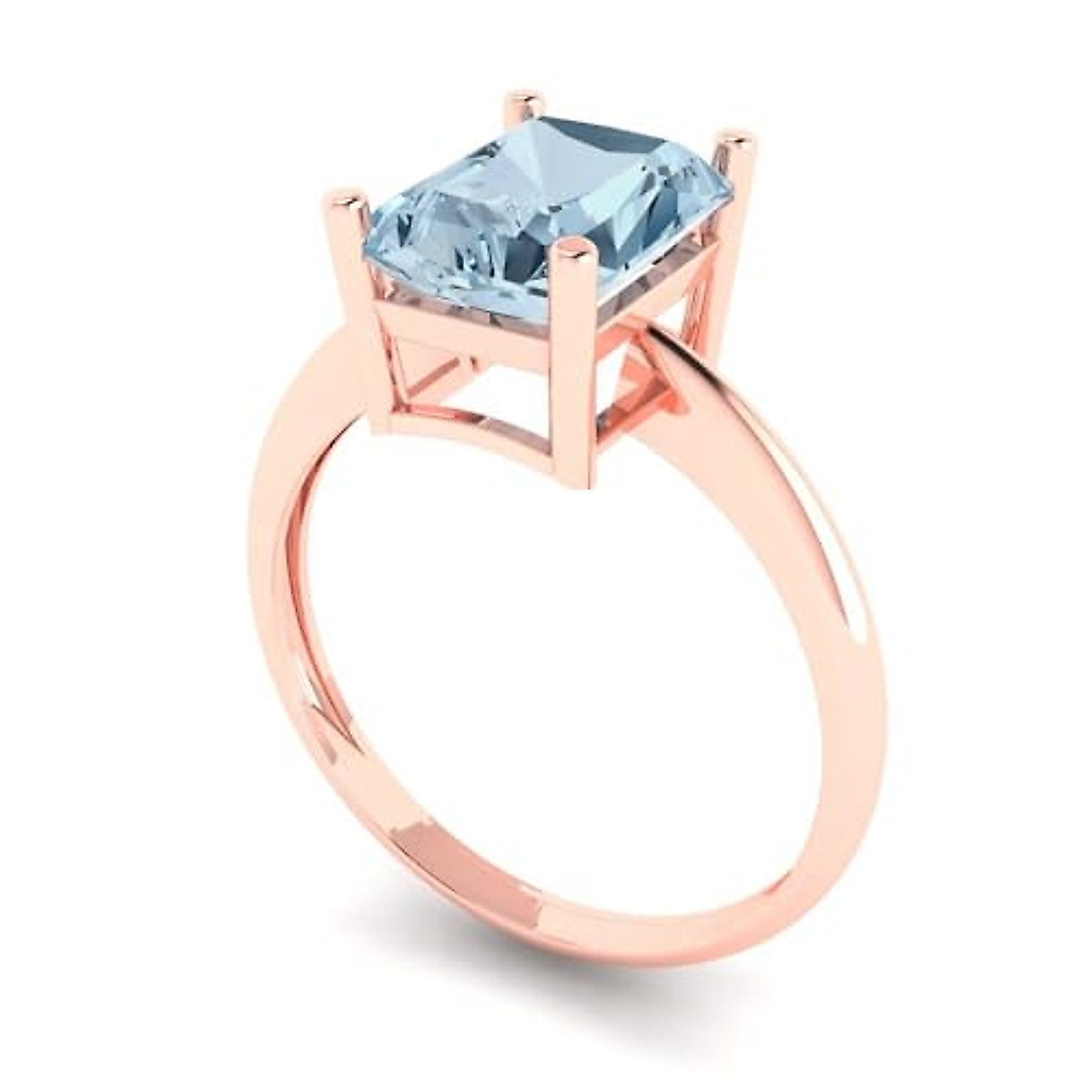 Clara Pucci 2.5ct Radiant Cut Solitaire Natural Sky Blue Topaz gemstone Bridal Designer Anniversary Engagement Ring Real 14k Rose Gold