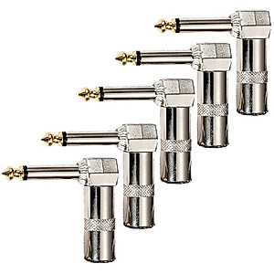 HUASEN TS Mono Plug,1/4" 90 Degree Right Angle Plug, 6.35mm Heavy Duty TS Mono Male Solder Type Jack Connector for DJ Mixer Speaker Cables Guitar Cables Microphone Cables (Right Angle TS Plug)