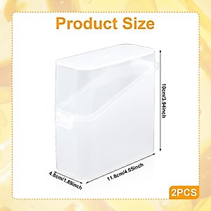 PEUTIER 2pcs Cheese Storage Containers, Plastic Cheese Slice Container with Flip Lid Cheese Slice Holder for Fridge Cheese Storage Box for Butter Block Cheese Slices (Transparent)