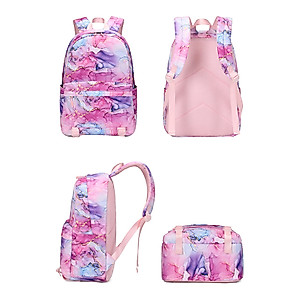 JiaYou Junior high school Backpack Sets 2Pcs Daypack with Lunch case Girls Middle school Bag(Purple,20 Liters)