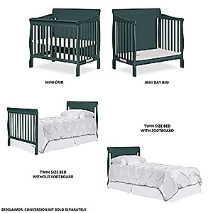 Dream On Me Alice 3-in-1 Full Panel Convertible Mini Crib, Olive, Greenguard Gold Certified