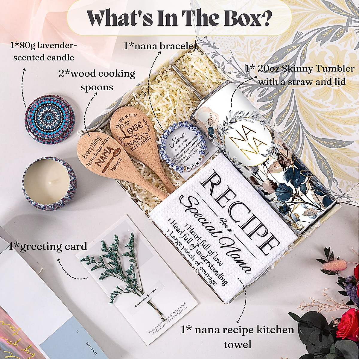 ELEMENU Nana Gifts, Birthday Christmas Mothers Day Gift Basket for Nana, Grandmother from Grandkids, Granddaughter, Grandson - Kitchen Cooking Present Ideas