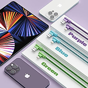 iPhone Charger 10FT Lightning Cable [Apple MFi Certified] 3 Pack 90 Degree Fast iPhone Charging Cables Cord Compatible with iPhone 14/13/12/11 Pro MAX/XR/XS/8/7/Plus/6S/SE/iPad (10 Feet)