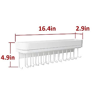 JACKCUBE DESIGN Hanging Jewelry Organizer Necklace Hanger Bracelet Holder Wall Mount Necklace Organizer with 25 Hooks(White/16.38 x 4.88 x 2.93 inches) - :MK124C
