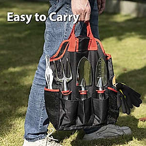 MECHREVO 10 Pcs Garden Tool Set, Sturdy Gardening Tool Set for Beginner and Gardener, with Durable Tote Bag, Comfortable Ergonomic Handle, Ideal Gardening Gift for Women and Men, Easy to Use