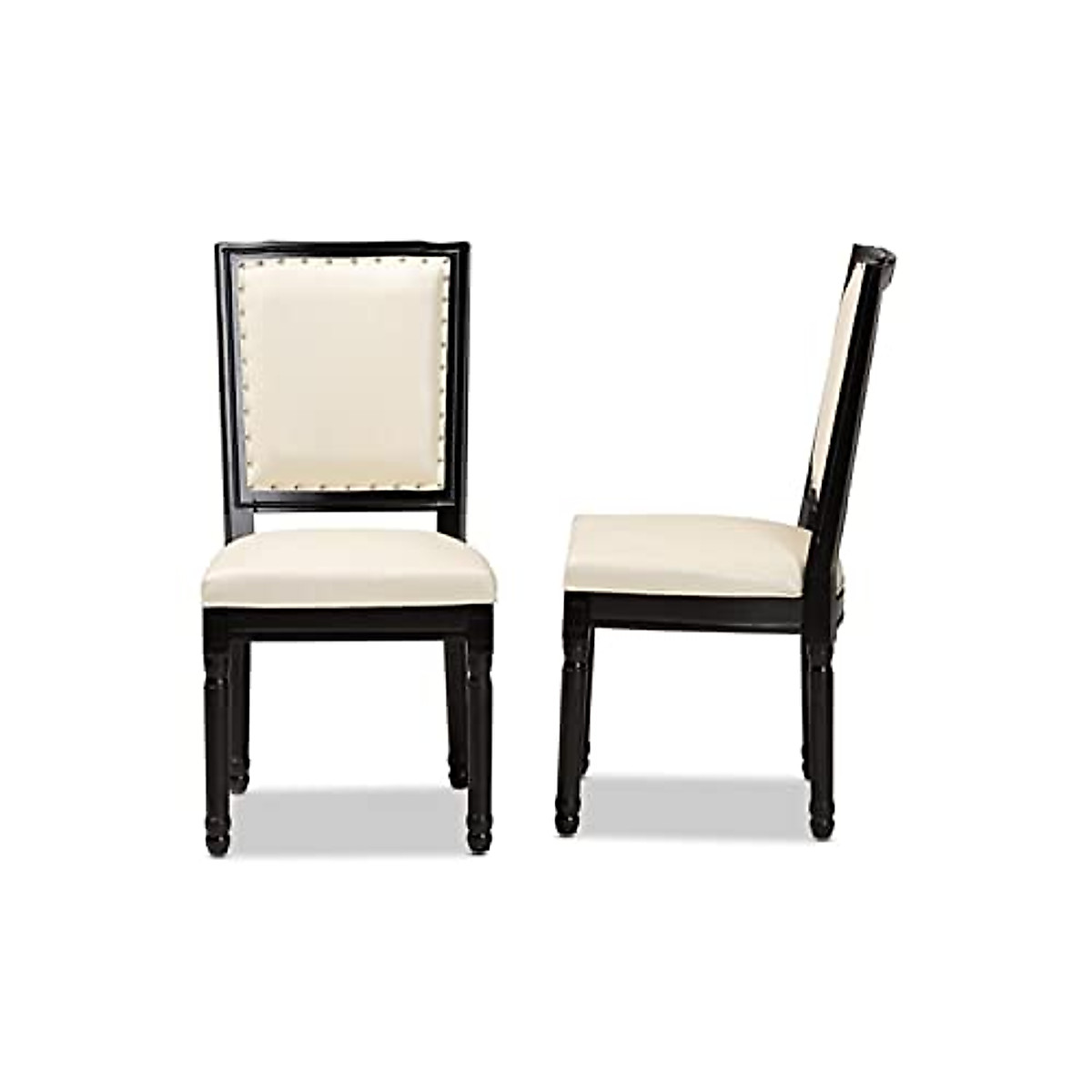 Baxton Studio Louane Beige and Black Finished Wood 2-Piece Dining Chair Set