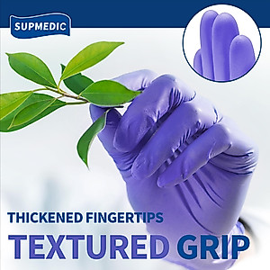 Supmedic Nitrile Exam Gloves, 3.5 Mil Powder-Free Food Safe Cleaning First Aid Disposable Medical Glove, Purple 100 Pcs (Medium)
