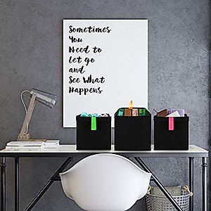 WELAXY storage baskets Felt Foldable Storage Cube bin Shelf Bins with loops handle for Junk keys small things accessories storage and organize 3 pack (Black)