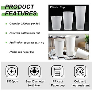 JIAWANSHUN Cup Sealer Film 90-105mm (3.55"- 4") for Boba Milk Tea Cup Sealing Film