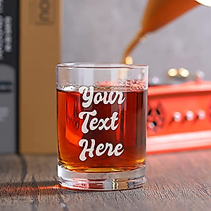 Personalized Whiskey Glass Engraved with Your Custom Text -12oz Customized Glass for Old Fashioned, Cocktails or Bourbon