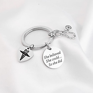 PLITI Doctor Of Osteopathic Medicine Gift Osteopathic Physician Gift She Believed She Could So She Did DO Osteopathy Keyring (DO key)