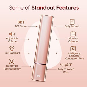 Femometer Smart Basal Thermometer, Intelligent BBT Thermometer with Bluetooth and Backlight, Fertility Monitor Period Tracker, Sync with Femometer APP, Gold