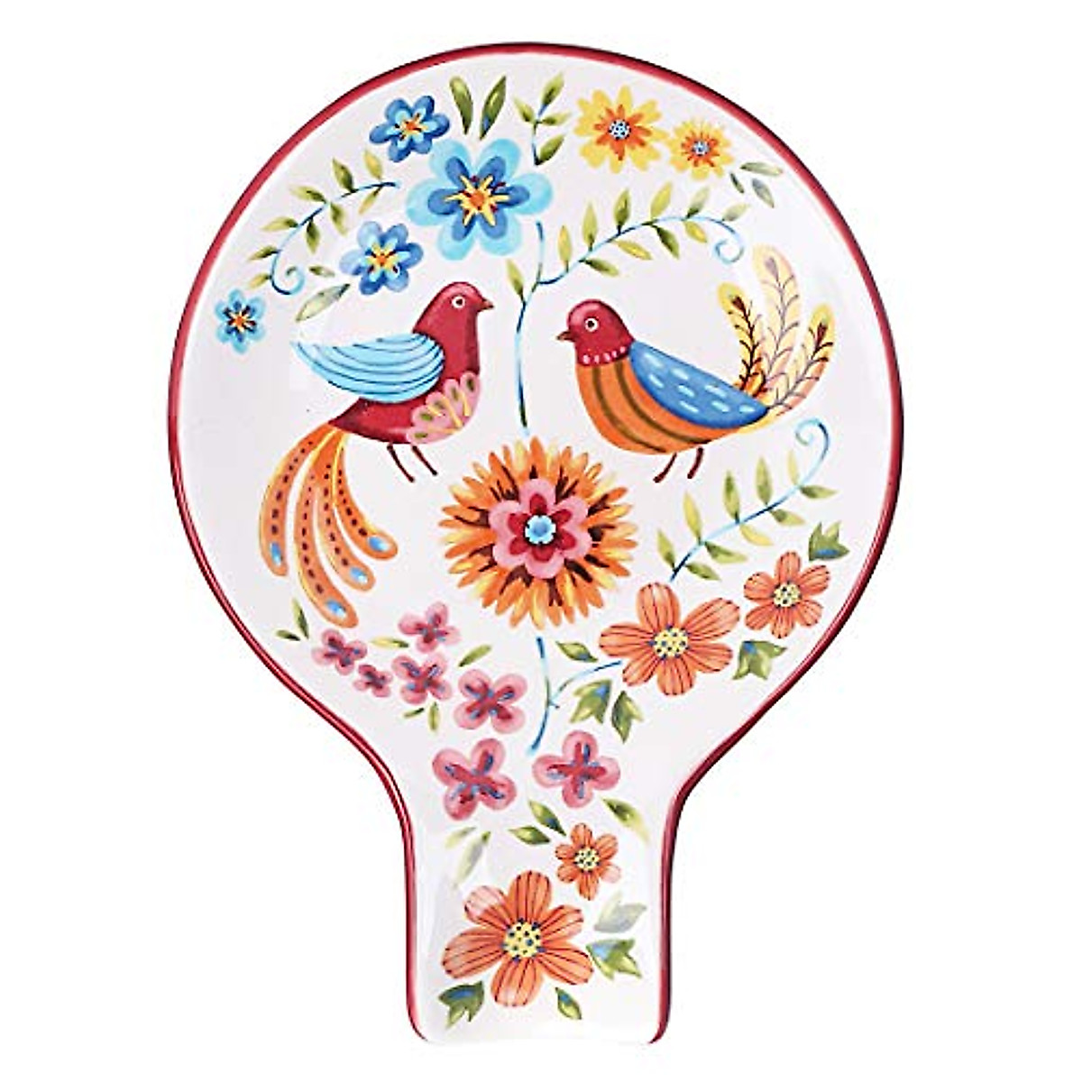 Bico Red Spring Bird Ceramic Spoon Rest, House Warming Gift, Dishwasher Safe