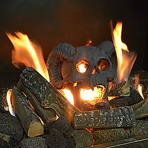 Stanbroil Demon Fireproof Fire Pit Fireplace Skull Gas Log for Ventless & Vent Free, Propane, Gel, Ethanol, Electric, Outdoor Fireplace and Fire Pit, Halloween Decor - Patent Pending