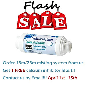 H&G lifestyles Misters for Patio Misting System 59FT (18M) Misting Line 20 Brass Mist Nozzles Brass Adapter for Patio Garden Umbrellas Greenhouse Trampoline