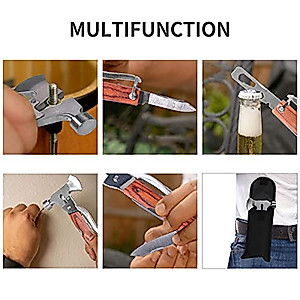 Hammer Multitool, Multipurpose 14 in 1 Camping Tool Survival Gear Hammer Tool Set Accessories with a Magnetic Wristband and a Pair of LED Flashlight Gloves for Household, Camping Equipment, Work