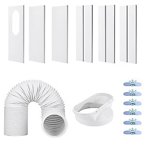 Brosyda Portable Air Conditioner Window Vent Kit with 5.1" AC Exhaust Hose & Coupler, Adjustable Portable AC Window Vent Kit, Upgraded Seamless Window Panel Kit for Sliding Windows