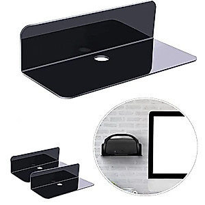 CALIDAKA 2 Pack Wall Mounted Floating Shelves No Drill Adhesive Shelf Acrylic Wall Shelves Hanging Mini Shelf Bookshelves Display Shelf for Bathroom Kitchen Living,Kitchen,Room Bedroom