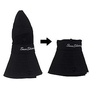 Muryobao Womens Outdoor Sun Hat Ponytail UV Protection Wide Brim Mesh Foldable Safari Beach Fishing Bucket Cap 2 Pack Black & Grey