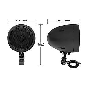 BOSS Audio Systems MCBK475BA 3 Inch Motorcycle Speakers - Built-in Amplifier, Bluetooth (stream right from your phone), Weatherproof, Volume Control, ATV UTV Compatible