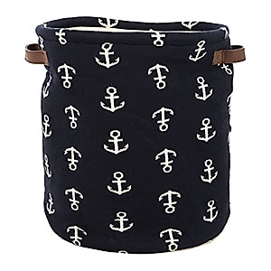 Safavieh Baby Collection Anchor Navy and White Cotton Handles Storage Basket