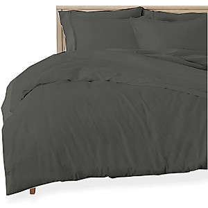 Duver Cover Dark Grey Duvet Covers Super King Size- Washed Cotton Like Soft Duvet Cover Set 3 Pieces with Zipper Closure, 1 Duvet Cover 98X108 inches and 2 Pillow Cases (Super King-Dark Grey Solid)