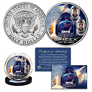 Merrick Mint Space X Astronauts Falcon 9 Rocket Carrying First Crew JFK Kennedy Half Dollar Coin
