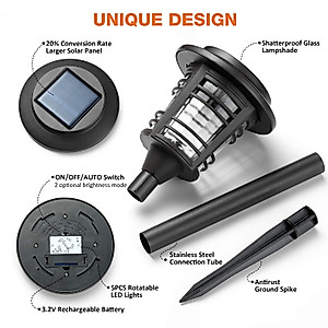 Solar Pathway Lights, Solar Path Lights Outdoor 4Pack w/Rotate Mode, 15-30Lumen Bright LED Pathway Light Solar Powered, IP65 Waterproof, Auto On/Off, Long Last, for Landscape Garden Lawn(Warm White)