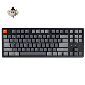 Keychron K8 87 Keys Wireless Mechanical Keyboard, 80% Layout Bluetooth TKL Tenkeyless RGB Backlight with Gateron G Pro Brown Switch Aluminum Frame USB-C Wired Gaming Keyboard for Mac Windows