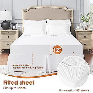 Ihanherry White King Comforter Set 8 Pieces, All Season Bed in a Bag, Comfortable King Bedding Sets with 1 Bed Skirt, 1 Fitted Sheet, 1 Flat Sheet, 1 Comforter, 2 Pillowcases, 2 Pillow Shams