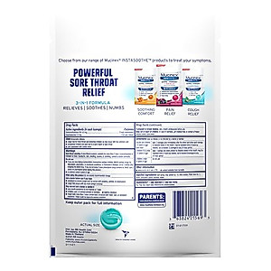 Mucinex Instasoothe Sore Throat Relief + Cough Relief, Sore Throat Lozenges, Cough Drops with Dextromethorphan HBr & Hexylresorcinol, Alpine Herbs & Fresh Mint Flavor Medicated Throat Drops, 40ct