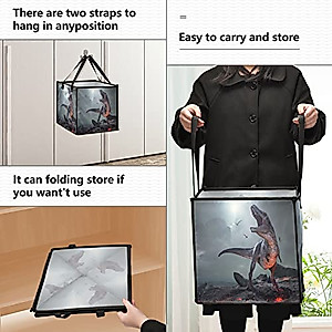 KEEPREAL 3d Tyrannosaurus Rex Cube Storage Bin with Handles, Large Collapsible Organizer Storage Basket for Home Decorative(1Pack,13 x 13 x 13 in)