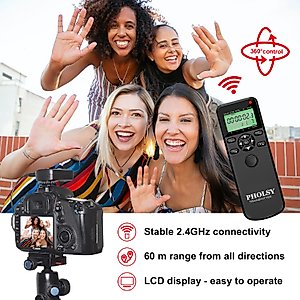 PHOLSY O6 for Olympus Remote Shutter Wireless Timer Remote with LCD and HDR for Olympus OMD EM1, EM5 II, EM10 II, Pen-F, EPL8, EPL7, EPL6, EPL5, EPL3, EPL2, EP5, E600 Replace Olympus RM-UC1