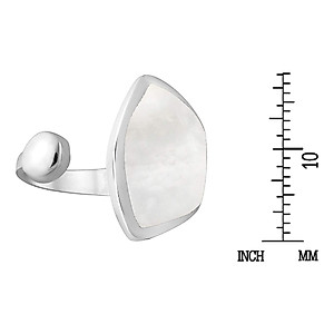 AeraVida Versatile Mother of Pearl Inlay Open-Ended .925 Sterling Silver Ring | Classic Wedding Rings For Women | Casual Comfort Fit Silver Rings for Women | Sterling Silver Rings
