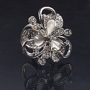 kilofly 4pc Women's Elegant Faux Pearl Crystal Rhinestone Scarf Ring Buckle Clip