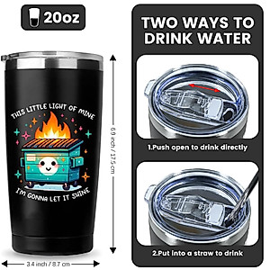 Dumpster Fire Tumbler 20 OZ, Dumpster Fire Desk Accessories Emotional Support Funny Gifts for Coworkers