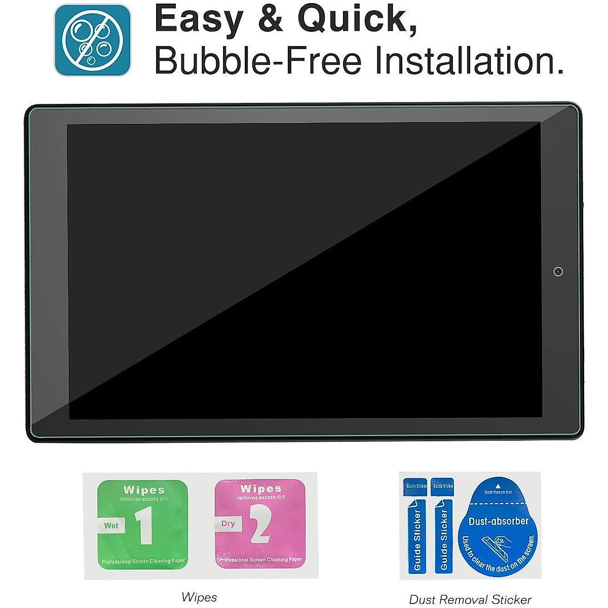 (3 Pack) TiKeDa Screen Protector for Amazon Fire HD 10 2019 Tablet 10.1 inch (9th and 7th Generation, 2019 and 2017 Release) Tempered Glass Screen Protector Not fit Fire HD 10 2021 Version