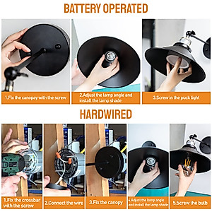 LABOREDUCER Battery Operated Wall Sconces Set of 2,Black Wireless Sconces Wall Lighting with Remote,Flexible Battery Wall Lamps,Wall Mounted Lights for Bedroom, Living Room, Hallway