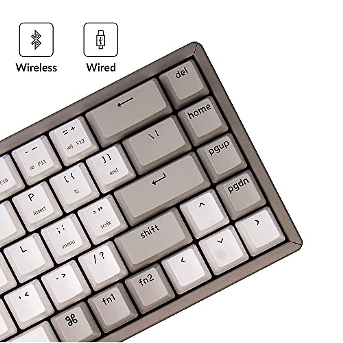 Keychron K6 65% Compact 68-Keys Aluminum Frame Wireless Mechanical Keyboard for Mac, Bluetooth, Multitasking, Wired Gaming Keyboard for Windows Non-Backlit with Keychron Blue Switch