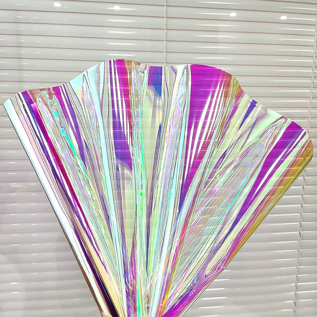 12x53 Inch Iridescent Holographic Clear PVC Fabric Transparent Laser Rainbow Vinyl for DIY Patchwork Bags Bows Jewlery Making