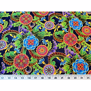 8 Yard Lot Fabric Cotton Apparel Legacy Studio Polynesia Master Medallion Floral T25