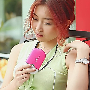 ThreeH Portable Mini Personal Fan Handheld USB Rechargeable Bladeless Air Conditioner Mute Electric Built-in Li-ion Battery Powered Desk Cooling Fan H-F015Pink