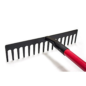 Bully Tools 92369 18" Stone Rake with Long Fiberglass Handle