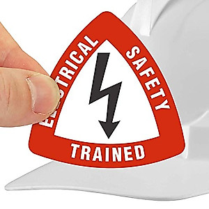 SmartSign "Electrical Safety Trained" Hard Hat Decal | 2.5" x 2.5" Conformable Vinyl, Pack of 5