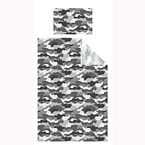 Price Right Home Grey Army Camouflage Reversible UK Single/US Twin Unfilled Duvet Cover and Pillowcase Set