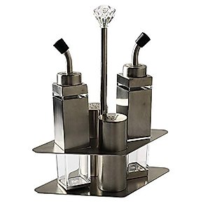 Roskio Kitchen Stainless Steel Multi-Purpose Flavor Spice Bottles Flavoring Bottle Salt Bottle 4 Pcs Set