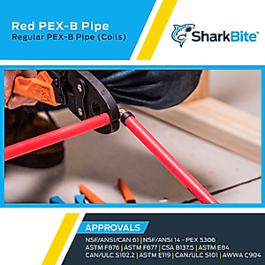 SharkBite 1/2 Inch x 300 Feet Red PEX-B, PEX Pipe Flexible Water Tubing for Plumbing, U860R300